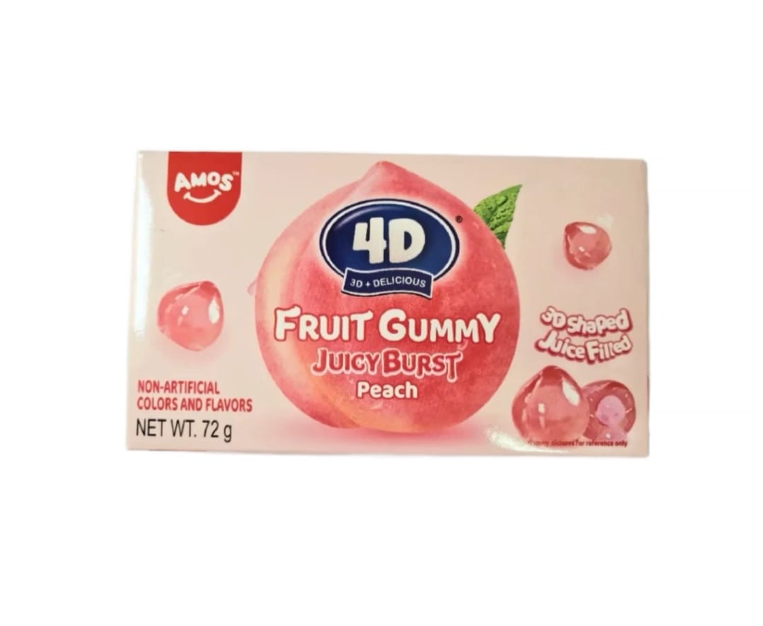 Amos 4D Fruit Gummy Juicy Burst Peach – 72g – Tasko Sweets