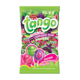 Tango Tropical Island (Bubblegum Filled) Lollipops 48’s – Tasko Sweets